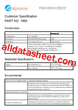 1854 Datasheet(PDF) - Alpha Wire