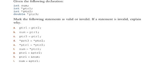 Solved Given The Following Declaration Mark The Following Chegg