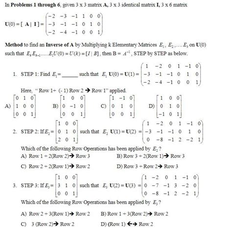 Solved In Problems 1 Through 6 Given 3 X 3 Matrix A 3 X 3