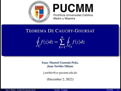 TEOREMA DE CAUCHY GOURSAT Variables Complejas YouTube