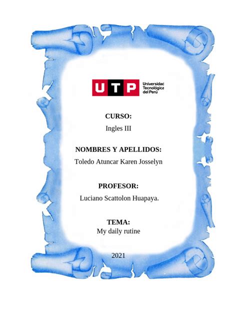 Week 01 Task Assignment My Daily Routine Pdf