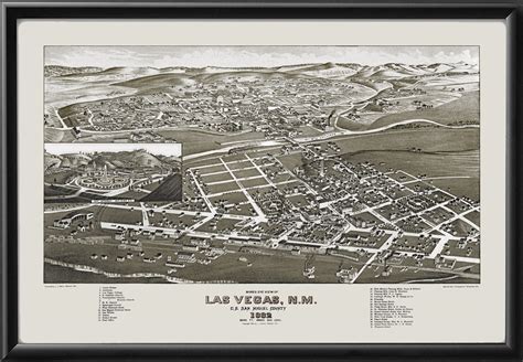 Las Vegas Nm 1882 Vintage City Maps Restored City Views