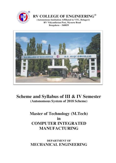 Pdf Scheme And Syllabus Of Iii And Iv Semester Final Printpdf · Rv College Of Engineering