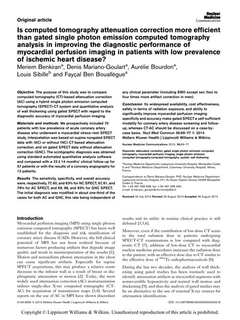 Pdf Is Computed Tomography Attenuation Correction More Efficient Than Gated Single Photon