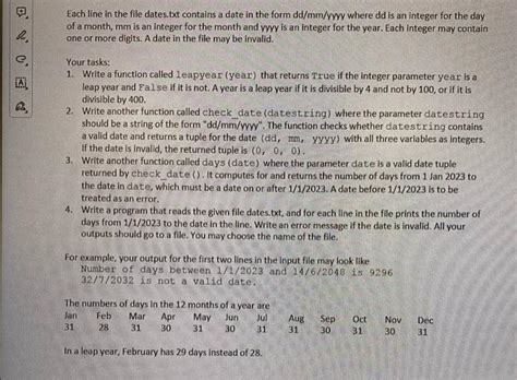 Solved Each Line In The File Dates Txt Contains A Date In Chegg