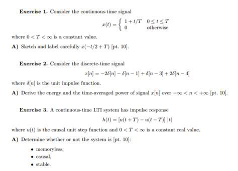 Solved Exercise Consider The Continuous Time Signal Chegg