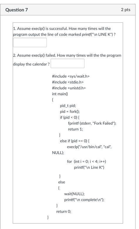 Solved Uestion 7 1 Assume Execlp Is Successful How Many
