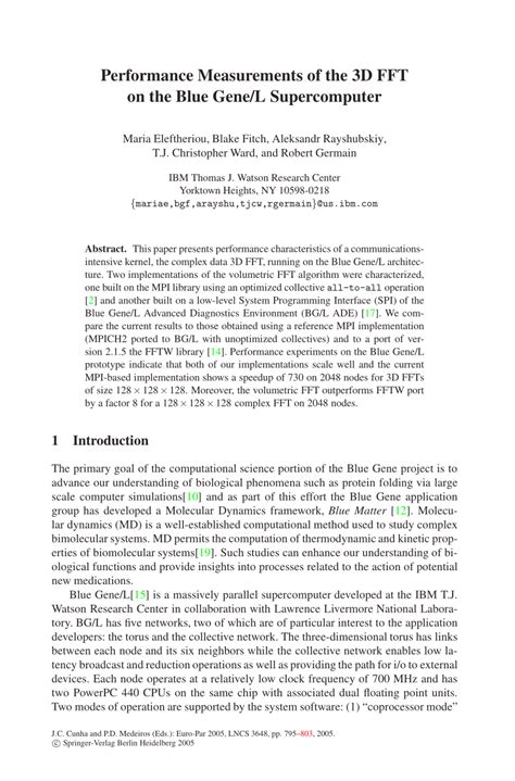 Pdf Performance Measurements Of The 3d Fft On The Blue Genel