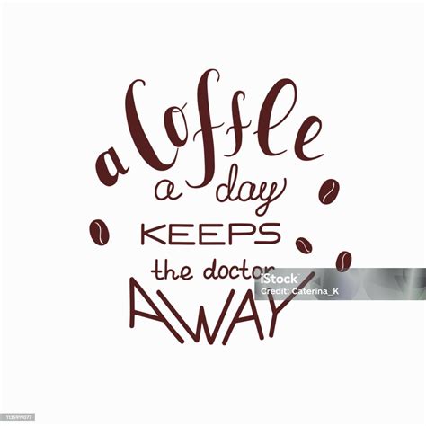 커피에 대 한 손으로 그린 벡터 레터링커피는 하루를 유지 갈색에 대한 스톡 벡터 아트 및 기타 이미지 갈색 낮 드로잉