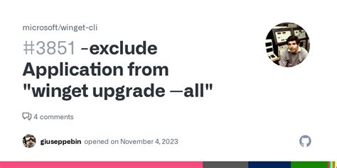 exclude application from winget upgrade all · issue 3851