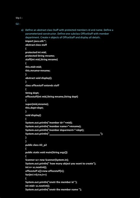 Java Final Slips Dunno Slip 1 Q2 A Define An Abstract Class