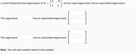 Solved Point Determine The Eigenvalues Of A Chegg Com