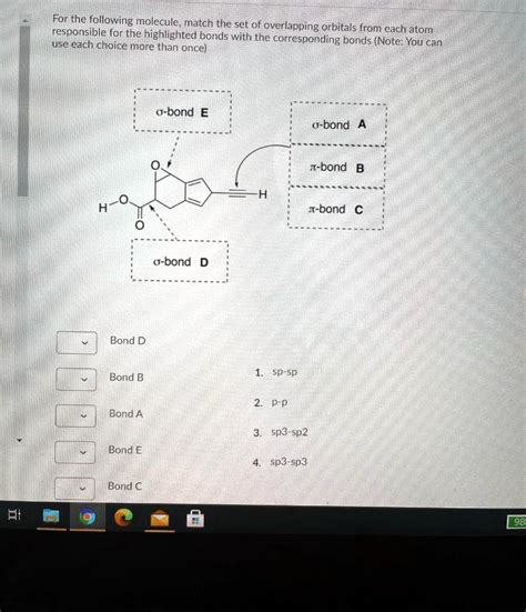 Fesporesfollowing Molecule Match The Set Of Overlapping Orbitals From Each Atom Responsible For