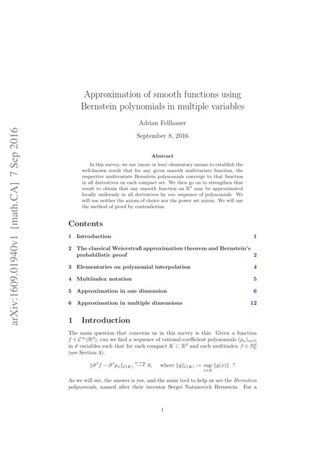 Pdf Approximation Of Smooth Functions Using Bernstein Polynomials In Multiple Variables