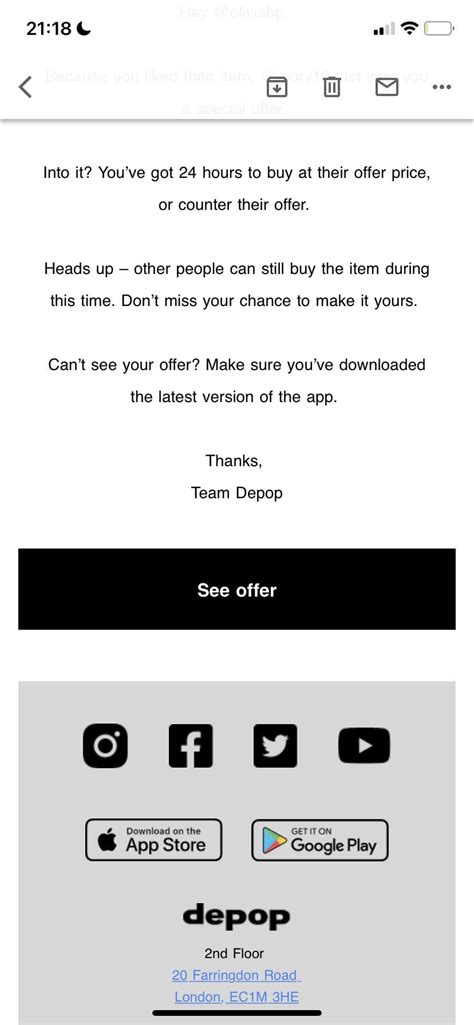 Special Offer Email Doesnt Work Just Sends Me To Depop Website With