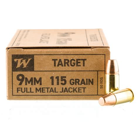 Winchester 9mm Luger Ammo 50 Rounds Service Grade Fmj 115 Grains