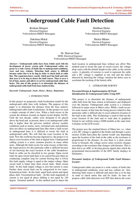 PDF Underground Cable Fault Detection