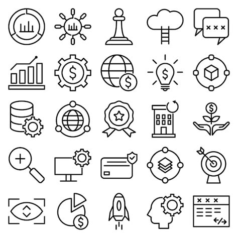 Premium Vector Business Developments Outline Icons Set
