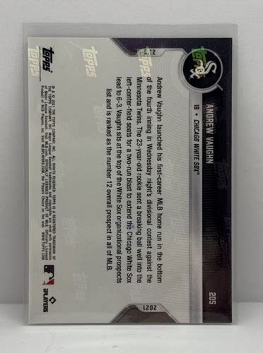 Andrew Vaughn Signed Autograph 2021 Topps Now Rookie Card 205 White