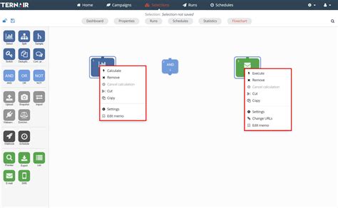Context Menus Ternair Marketing Cloud Manual