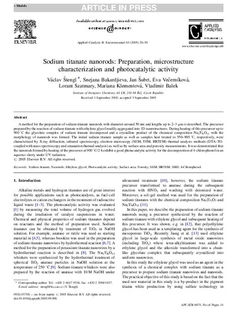 Pdf Sodium Titanate Nanorods Preparation Microstructure Characterization And Photocatalytic