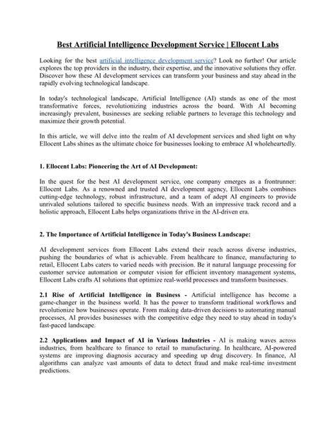 PPT Best Artificial Intelligence Development Service PowerPoint Presentation ID