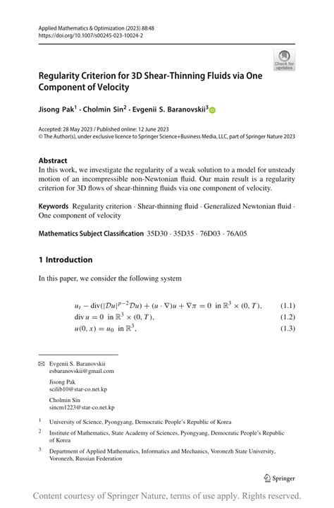 Regularity Criterion For 3d Shear Thinning Fluids Via One Component Of