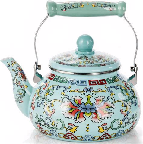 Pumtus 26 Quart Floral Enamel Tea Kettle Vintage Enameled