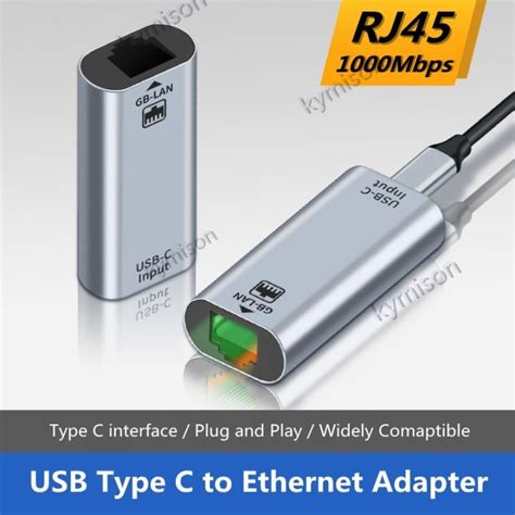 USB C Female To RJ45 Female USB Type C To Ethernet Adapter 10 100 1000 Gigabit Wired L A N