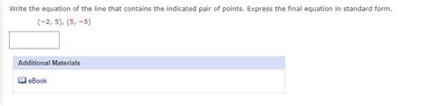 Solved Write The Equation Of The Line That Contains The Chegg