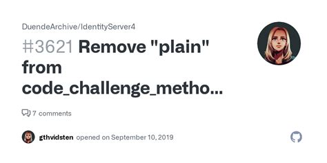 Remove Plain From Codechallengemethodssupported In Discovery · Issue 3621 · Identityserver