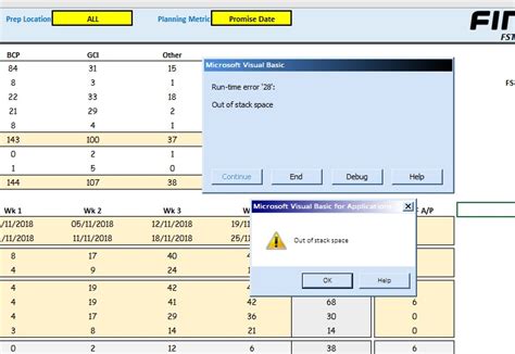 Microsoft Excel Vba Error Out Of Stack Space Super User