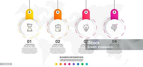 4 개의 원이있는 벡터 라인 인포 그래픽 4 단계로 구성된 비즈니스 개념 그래픽 프로세스 템플릿 앱 웹사이트 인터페이스 차트 레벨 웹에 대한 그래픽 타임라인 0명에 대한