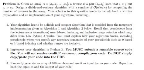 Solved Problem 4 Given An Array A A1 22 An A