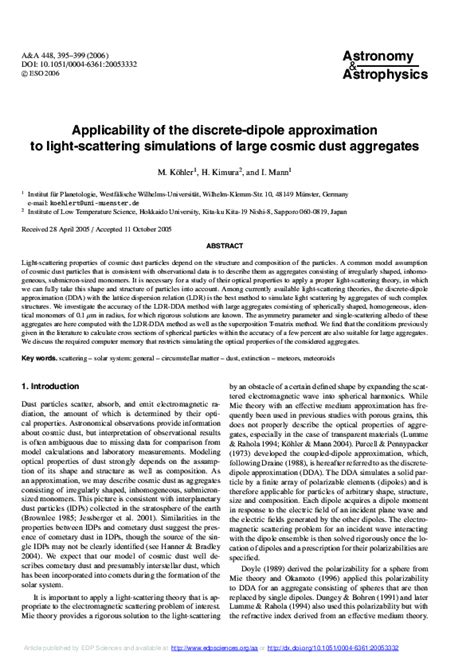 Pdf Applicability Of The Discrete Dipole Approximation To Light