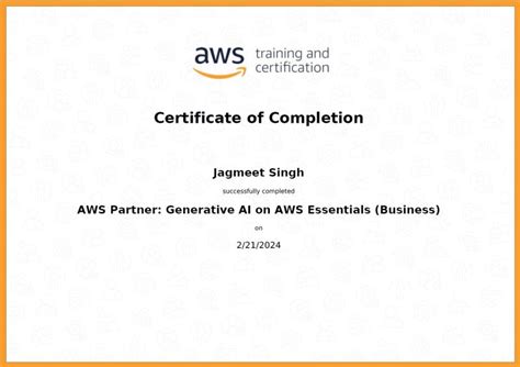 Jagmeet Singh On Linkedin Completed Generative Ai On Aws Essentials Business