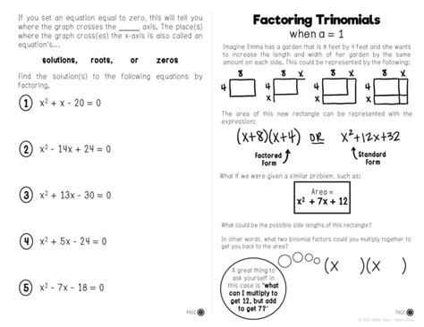 Solving Quadratics Guided Notes All Methods Factoring Square Root Summary