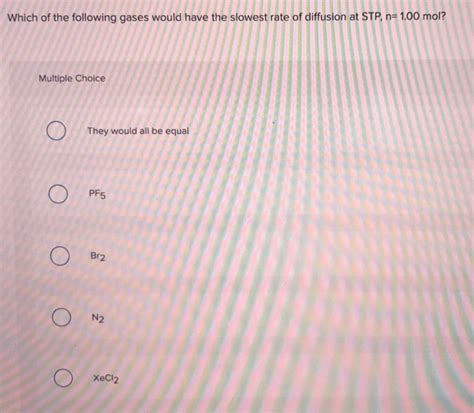 Solved Which Of The Following Gases Would Have The Slowest