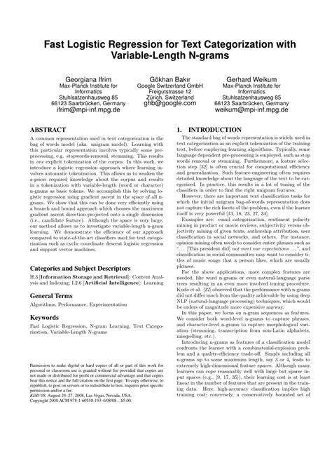 Pdf Fast Logistic Regression For Text Categorization With Variable
