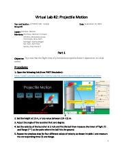 Virtual Lab On Projectile Motion Investigating Flight Time And Course Hero