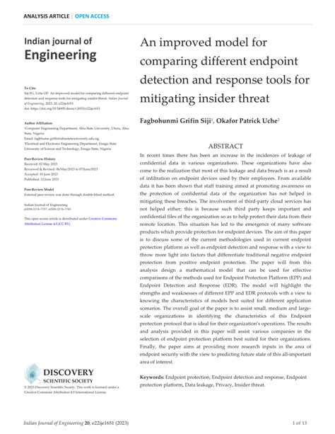 Pdf An Improved Model For Comparing Different Endpoint Detection And