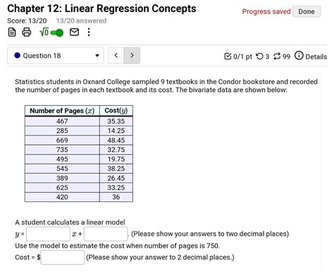 Solved Chapter 12 Linear Regression Concepts Progress Saved
