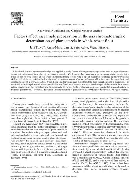Pdf Factors Affecting Sample Preparation In The Gas Chromatographic