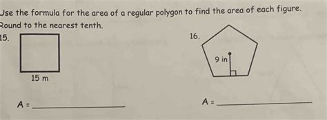 solved use the formula for the area of a regular polygon to find the