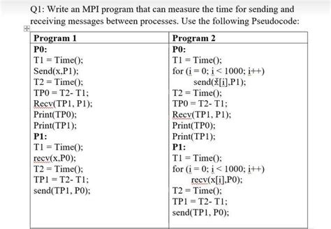 Q Write An MPI Program That Can Measure The Time Chegg Com