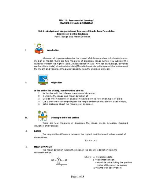 Measures Of Dispersion Part1 Pdf Mean Statistical Dispersion
