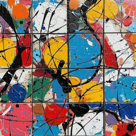 Premium Photo Jackson Pollock Artist Inspired Style Tile Pattern