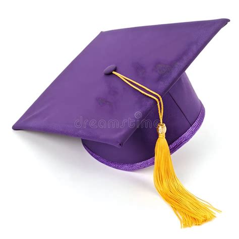3d Purple Graduation Cap With Yellow Tassel Isolated On White