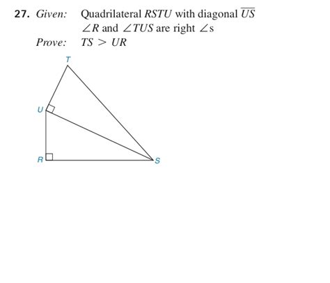 27 Given Quadrilateral Rstu With Diagonal Us Studyx