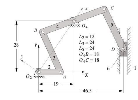 The Path Of Slider 6 Is Perpendicular To The Global X Axis And Link 2 Is Aligned With The
